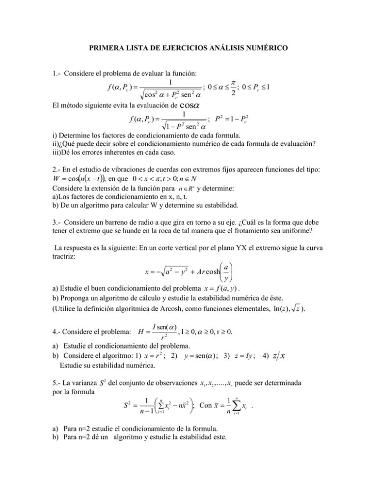 PRIMERA LISTA DE EJERCICIOS ANÁLISIS NUMÉRICO