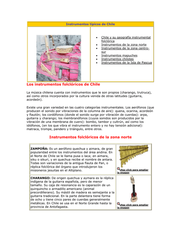 Instrumentos típicos de Chile