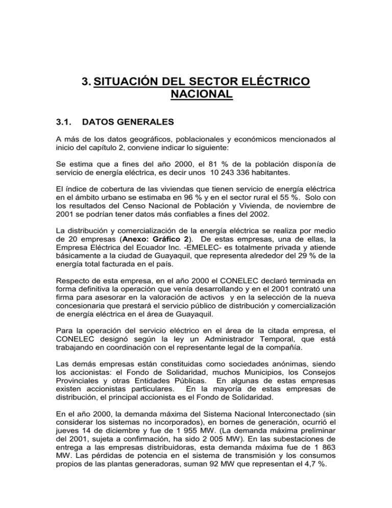 3. situación del sector eléctrico nacional