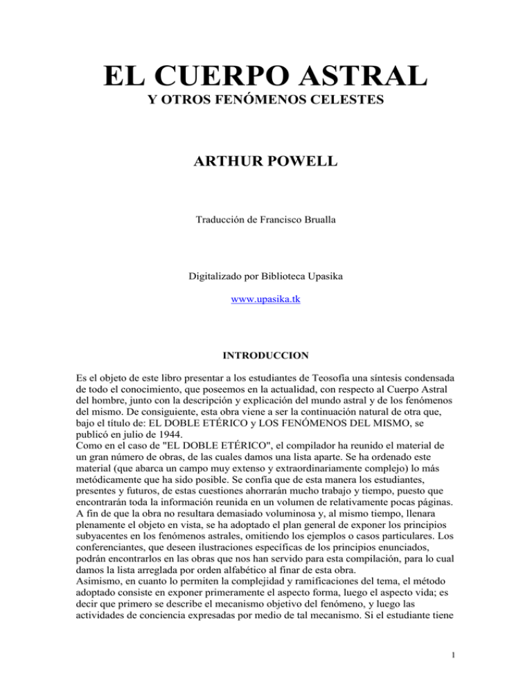 EL CUERPO ASTRAL ARTHUR POWELL Y OTROS FENÓMENOS CELESTES