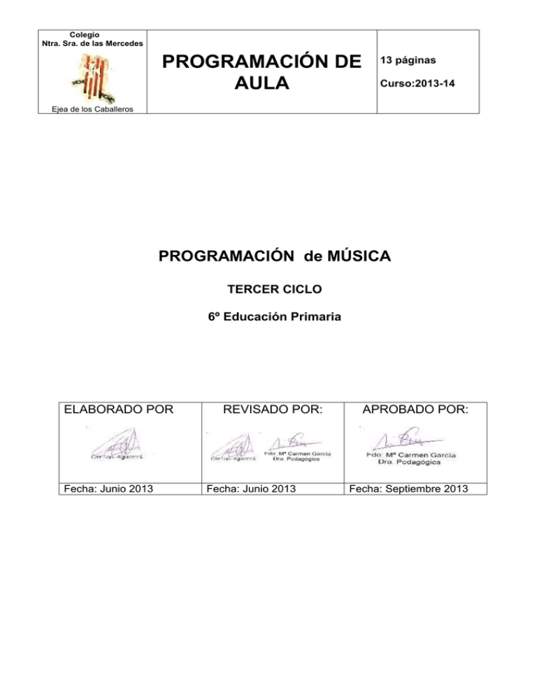 PROGRAMACIÓN DE AULA PROGRAMACIÓN de MÚSICA