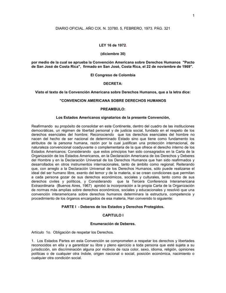 Ley 16 de Diciembre 30 de 1972