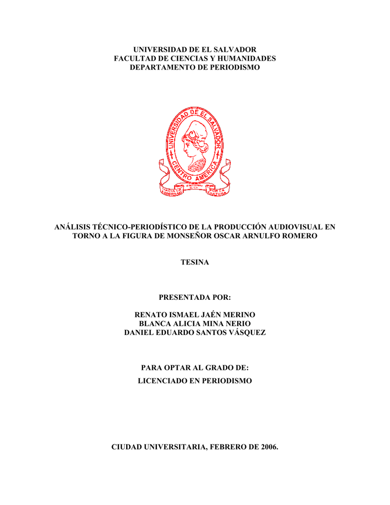 UNIVERSIDAD DE EL SALVADOR FACULTAD DE CIENCIAS Y HUMANIDADES ...