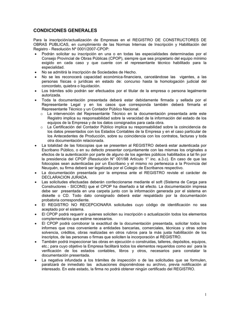 CONDICIONES GENERALES