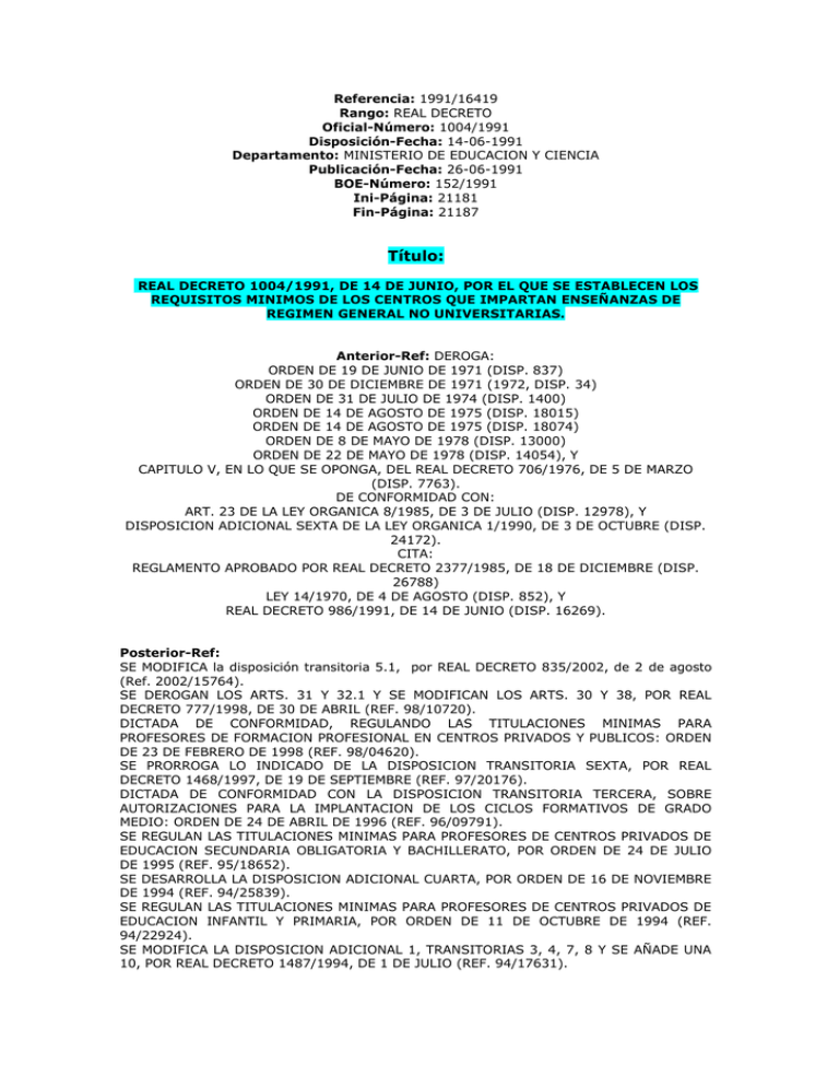 LOGSE RD 1004 de 1991