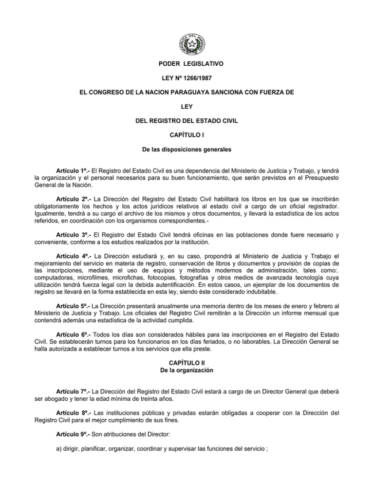 del registro del estado civil