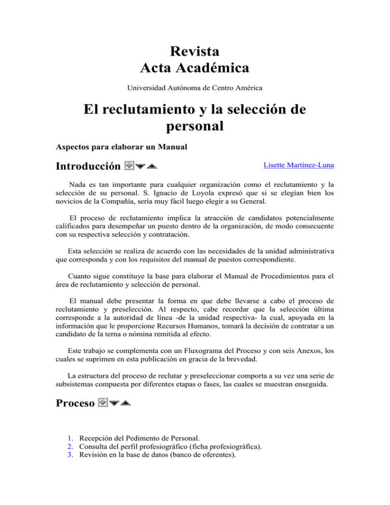 El Reclutamiento y la seleccion de Personal