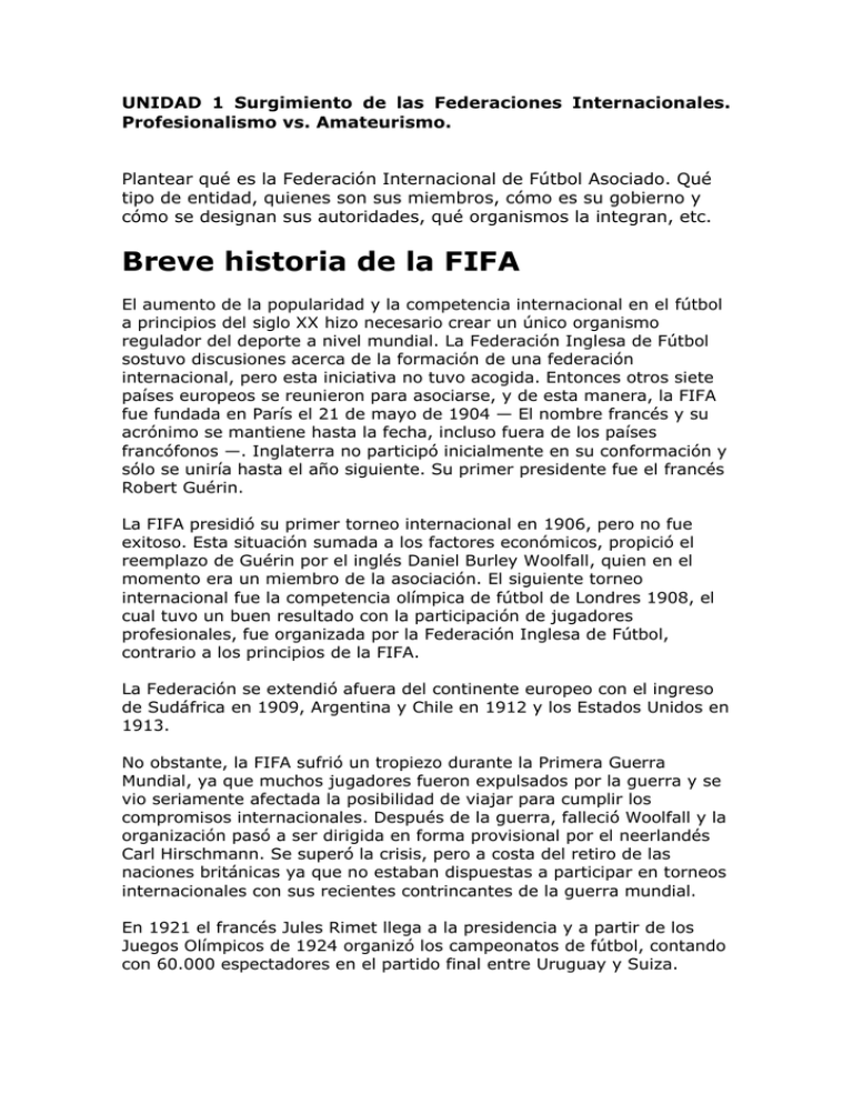 Breve historia de la FIFA