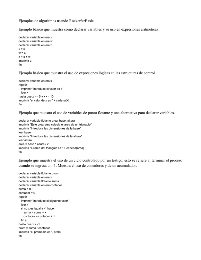 Ejercicios Resueltos en Rockerfer Basic