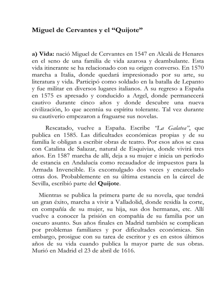 Miguel de Cervantes y el “Quijote”