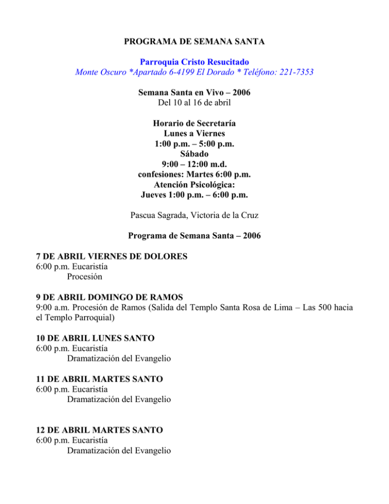 Programa de Semana Santa