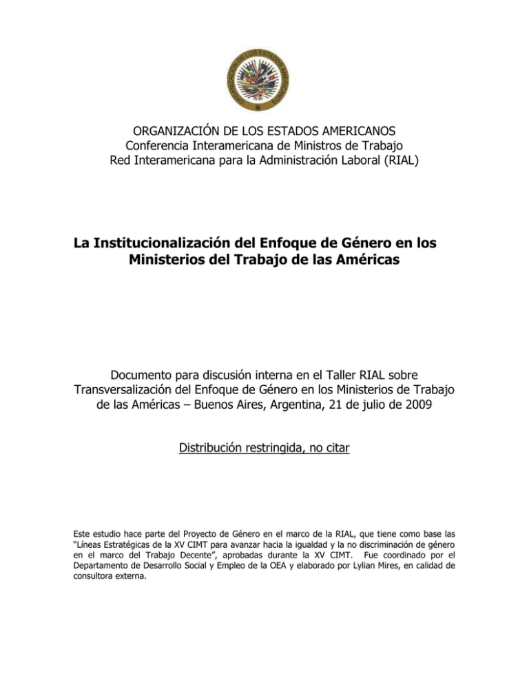 La institucionalización del Enfoque de Género en los
