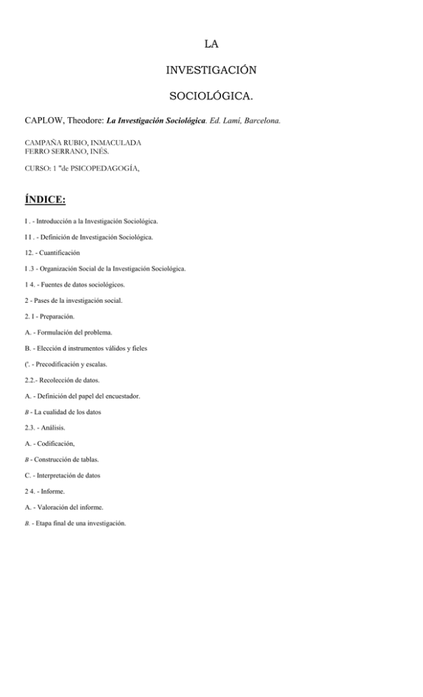 La investigación sociológica