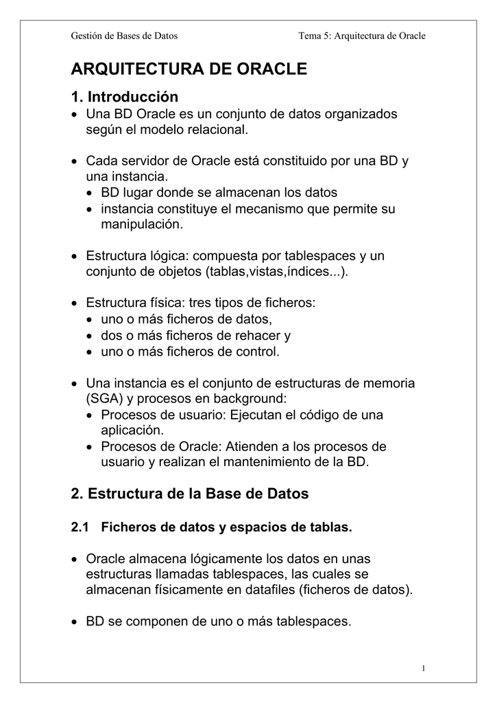 ARQUITECTURA DE ORACLE