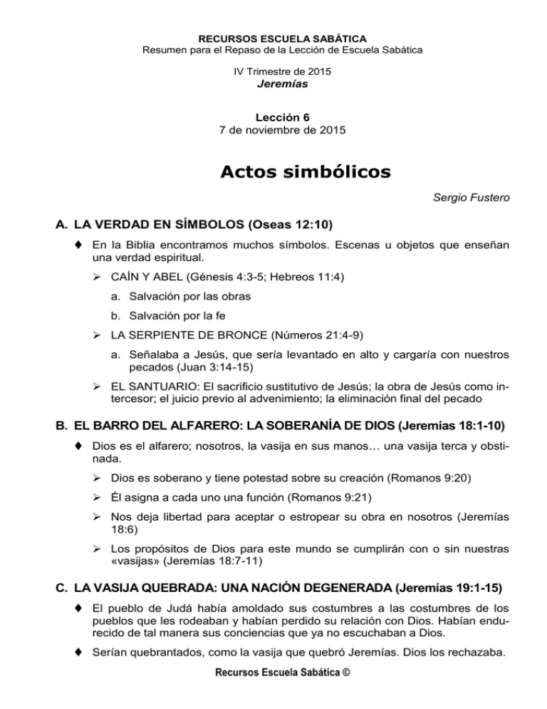 Actos simbólicos - Recursos Escuela Sabática