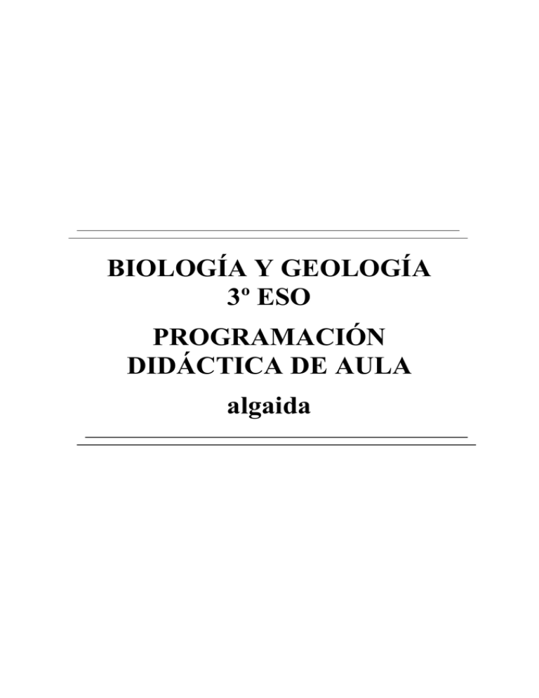 Programación didáctica de aula. PD Biología y Geología
