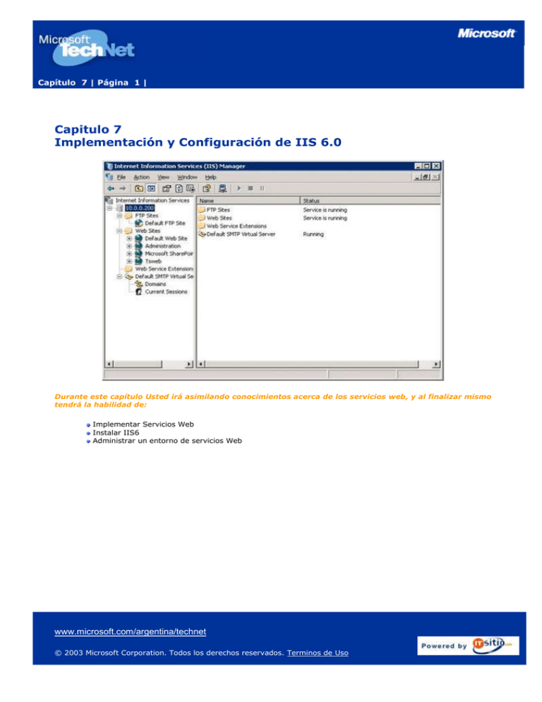 Capitulo 7 Implementación y Configuración de IIS 6.0