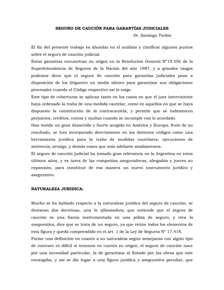 seguro de caución para garantías judiciales