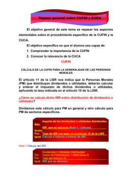 CUENTA DE UTILIDAD FISCAL NETA (CUFIN)