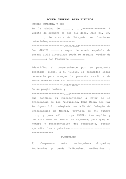 PODER GENERAL PARA PLEITOS Y ESPECIAL PARA OTRAS