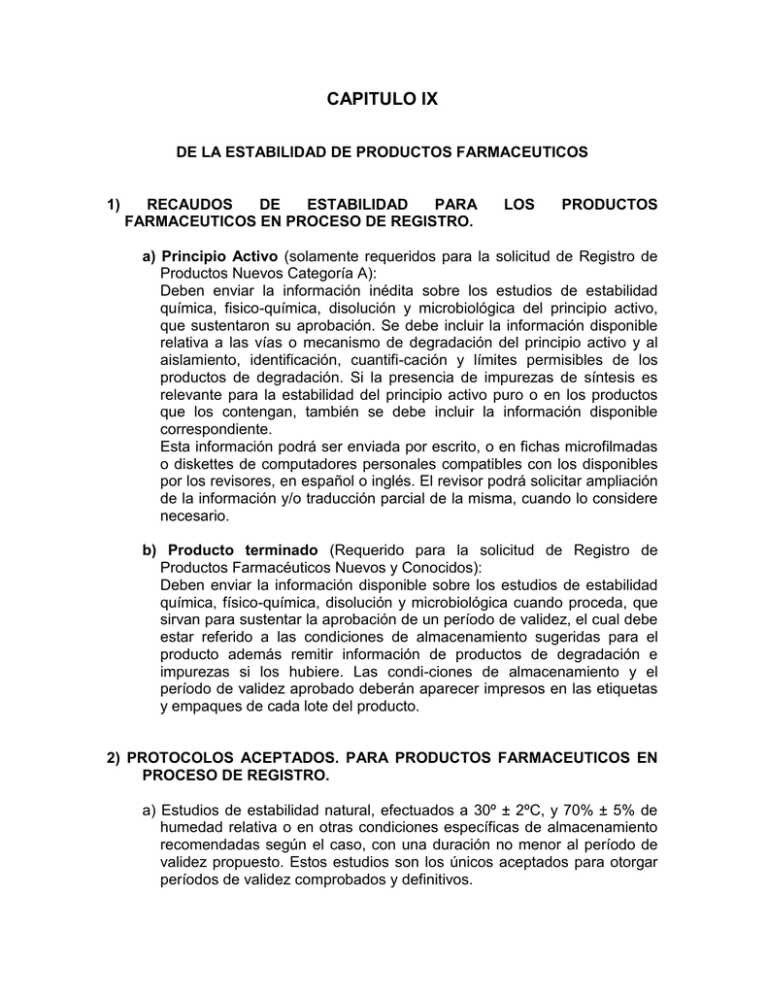 De la Estabilidad de Productos Farmaceuticos