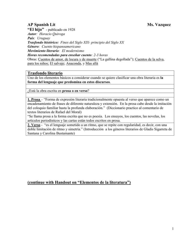 “El hijo” - publicado en 1928