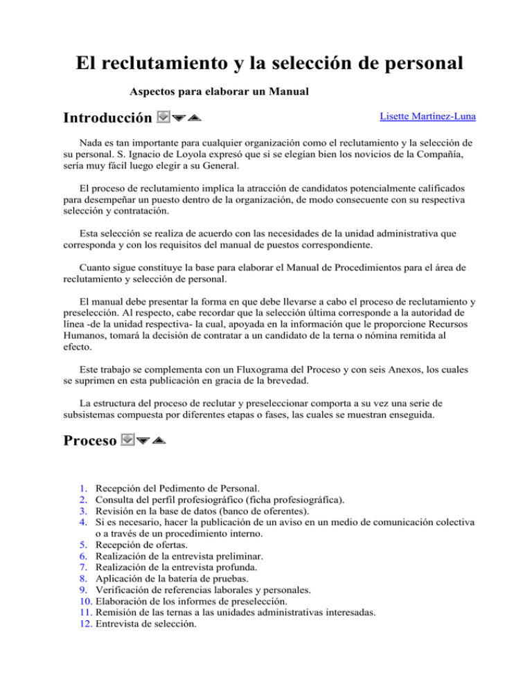 El reclutamiento y la selección de personal
