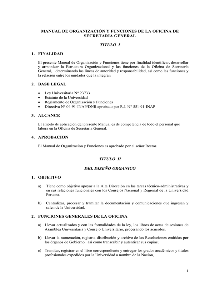 MANUAL DE ORGANIZACIÓN Y FUNCIONES DE LA OFICINA DE