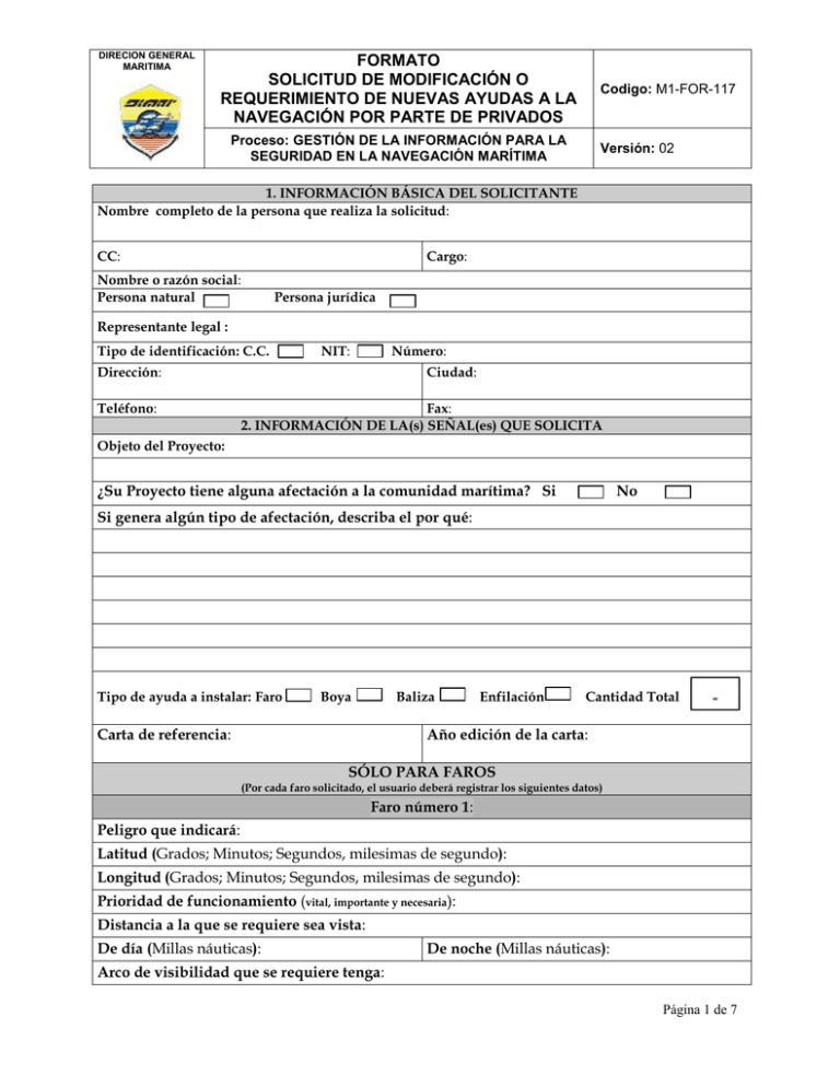 M1-FOR-117 Formulario
