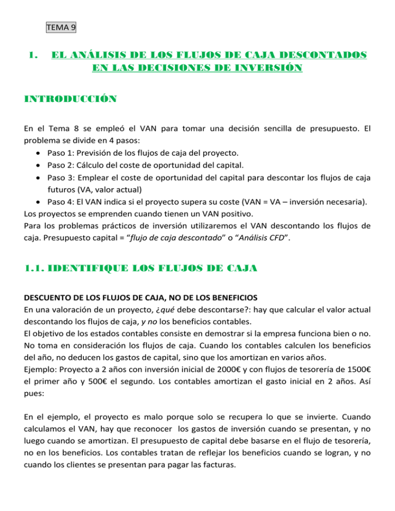 1.1. identifique los flujos de caja