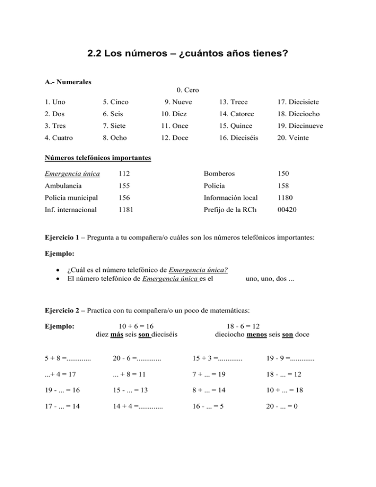 Los números – La edad