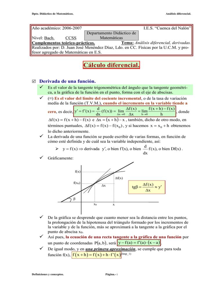Análisis diferencial, derivadas