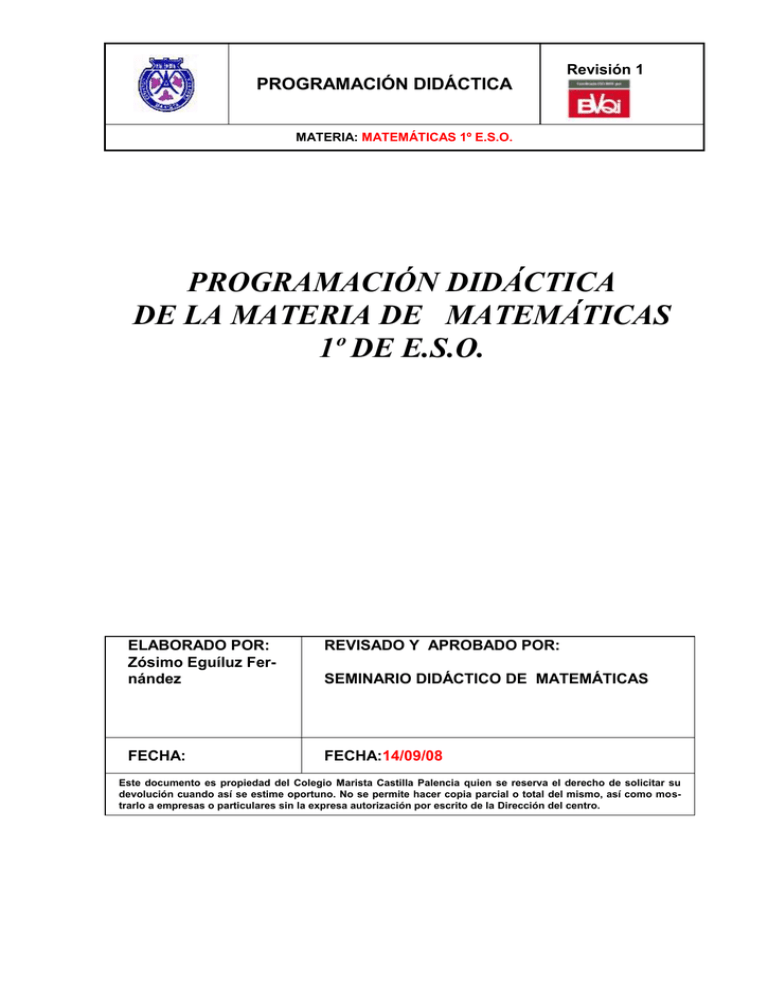 1º ESO - Departamento de Matemáticas