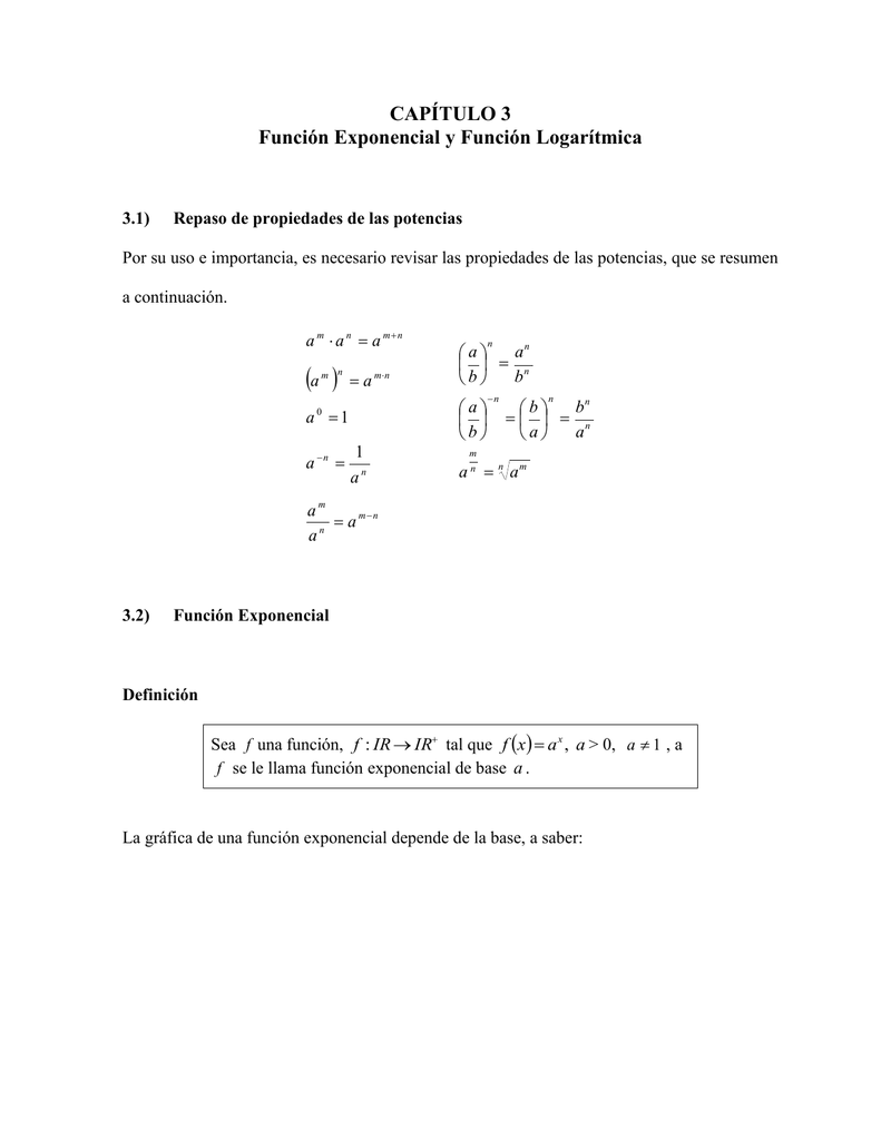 Funciones exponencial y logaritmica