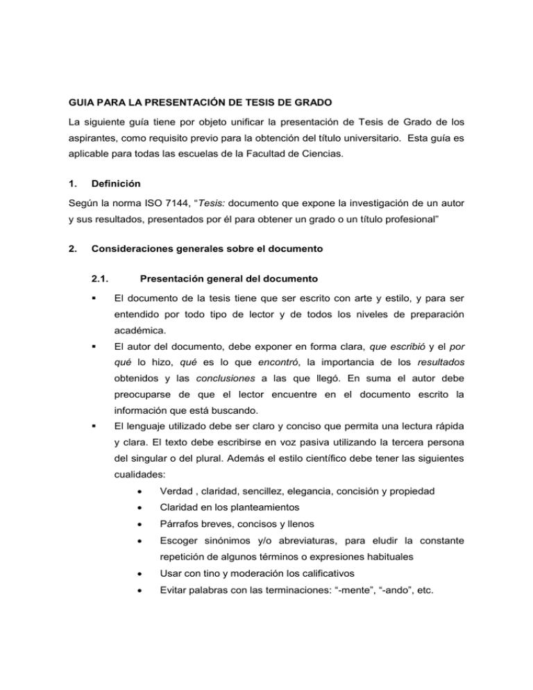 guia para la presentación de tesis de grado