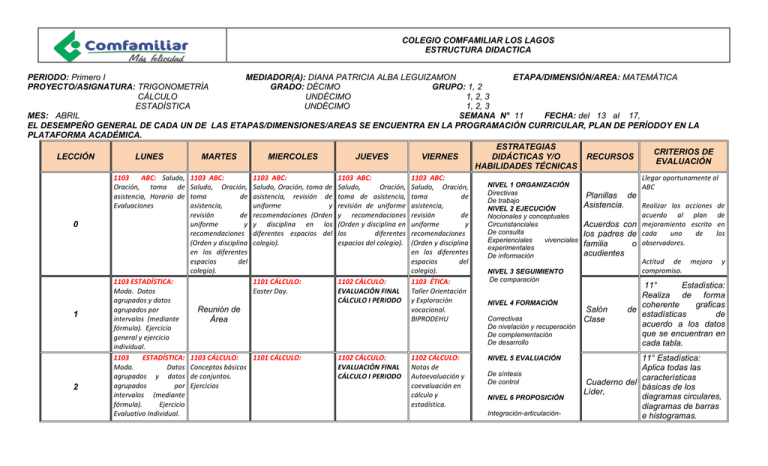 SEMANA 11 - Colegio Comfamiliar Los Lagos