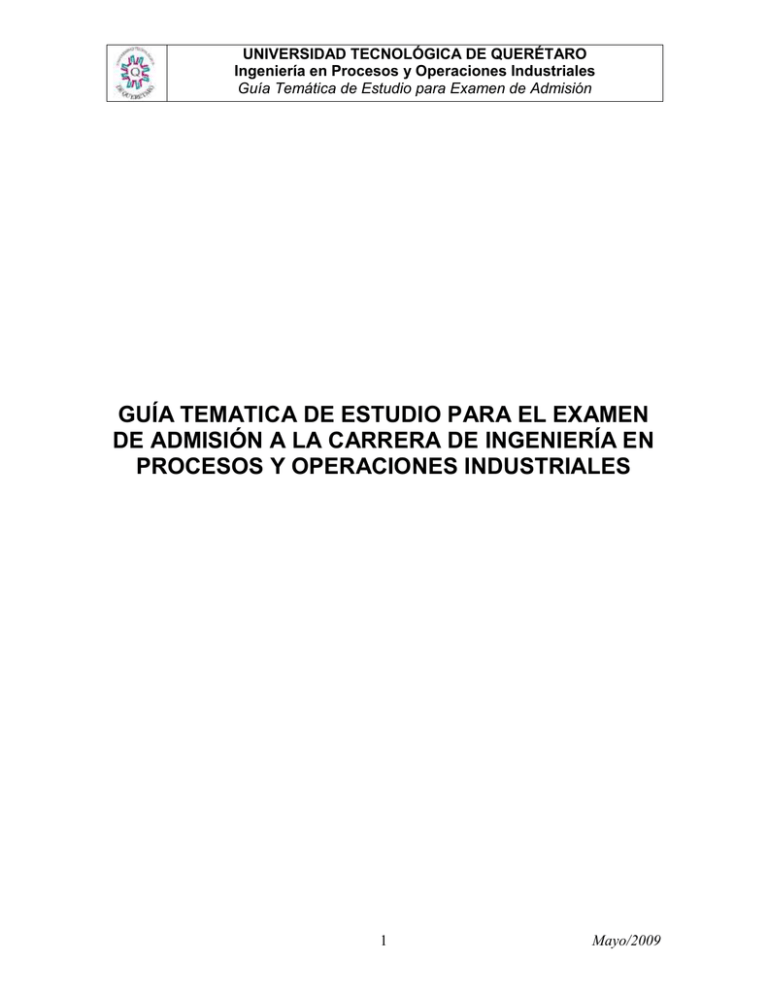 GUÍA TEMATICA DE ESTUDIO PARA EL EXAMEN DE ADMISIÓN A