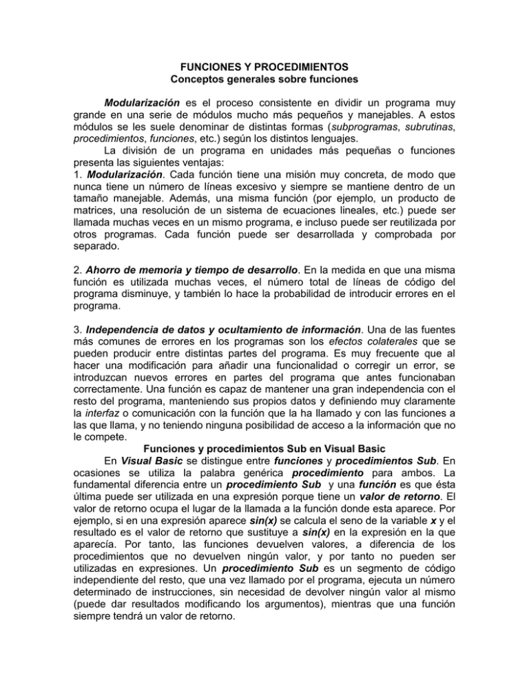 FUNCIONES Y PROCEDIMIENTOS