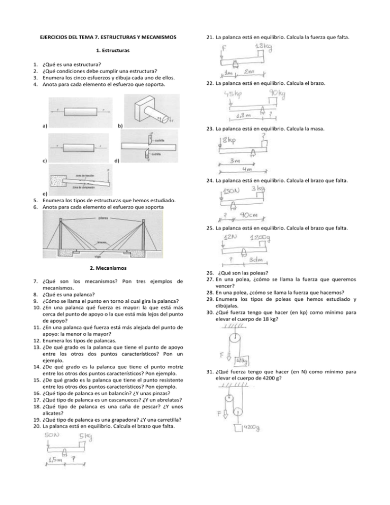 Ejercicios TEMA 8. Estructuras y Mecanismos