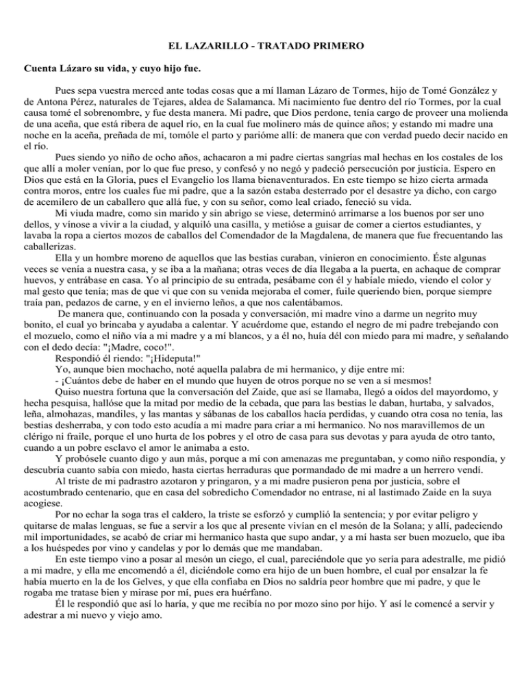 lazarillo de tormes. tratado i