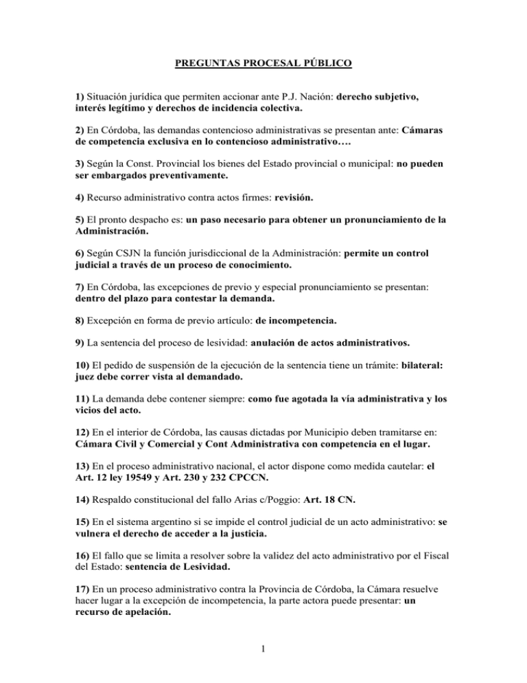 PREGUNTAS PROCESAL PUBLICO
