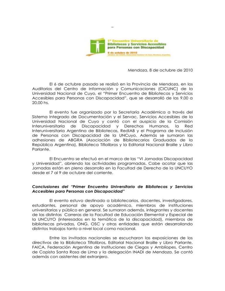 Conclusiones Encuentro Bibliotecas Accesibles