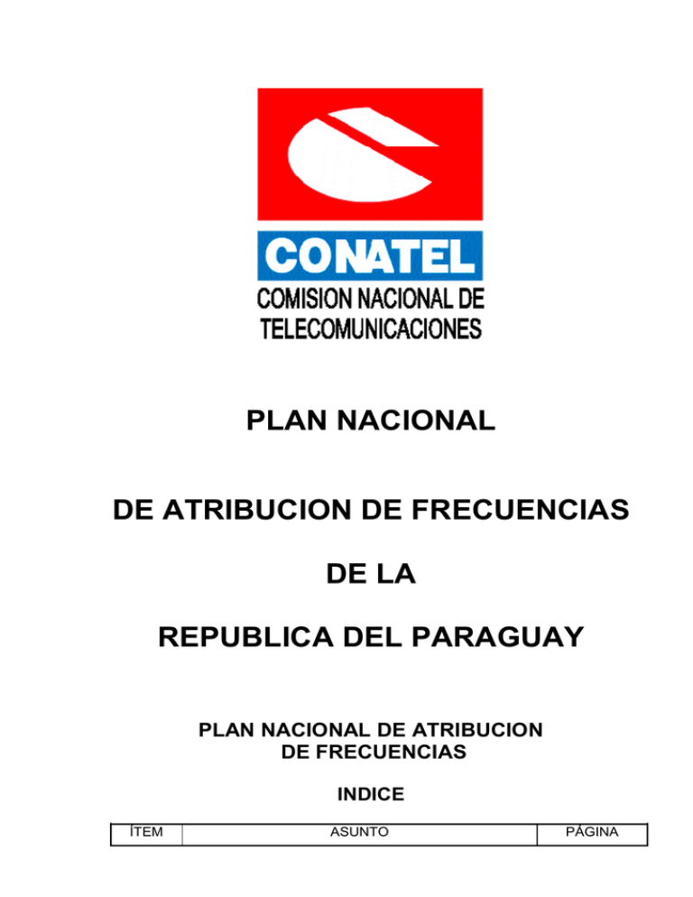PLAN NACIONAL DE ATRIBUCION DE FRECUENCIAS DE LA