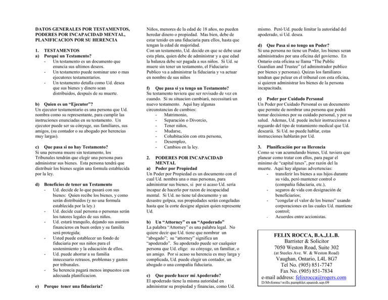 wills, power of attorney and estate planning
