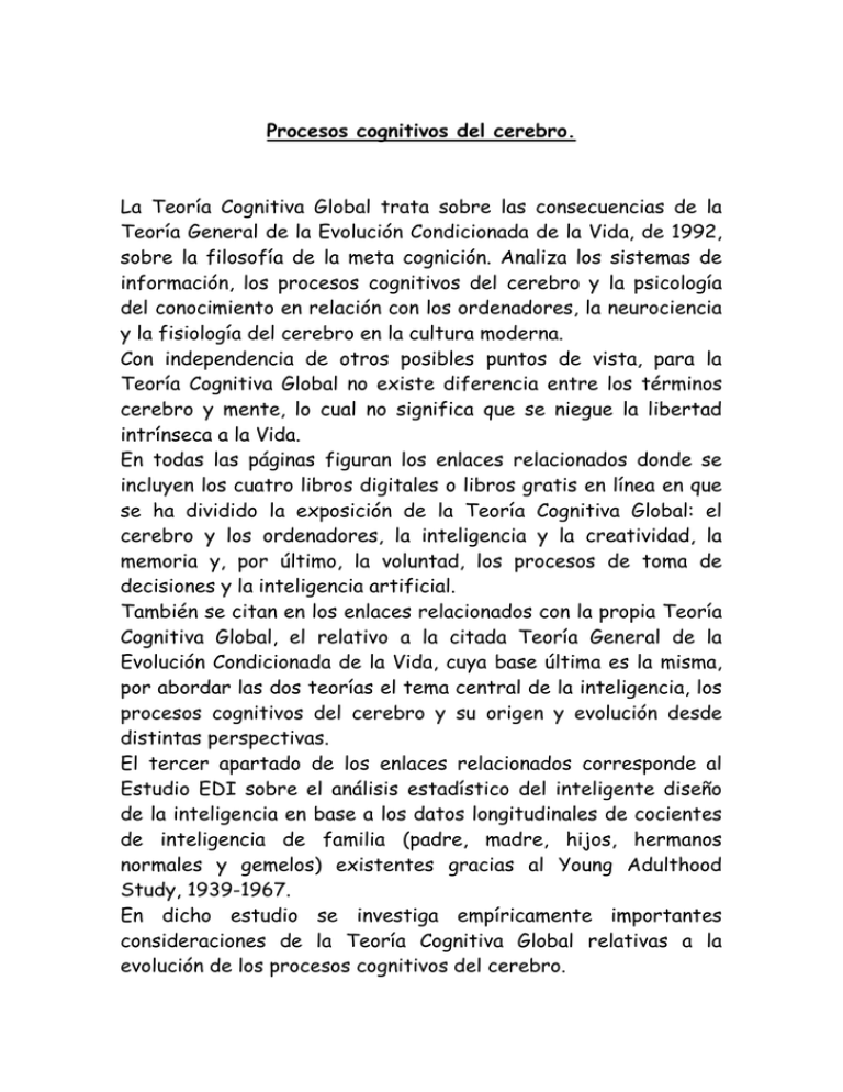 Procesos cognitivos del cerebro