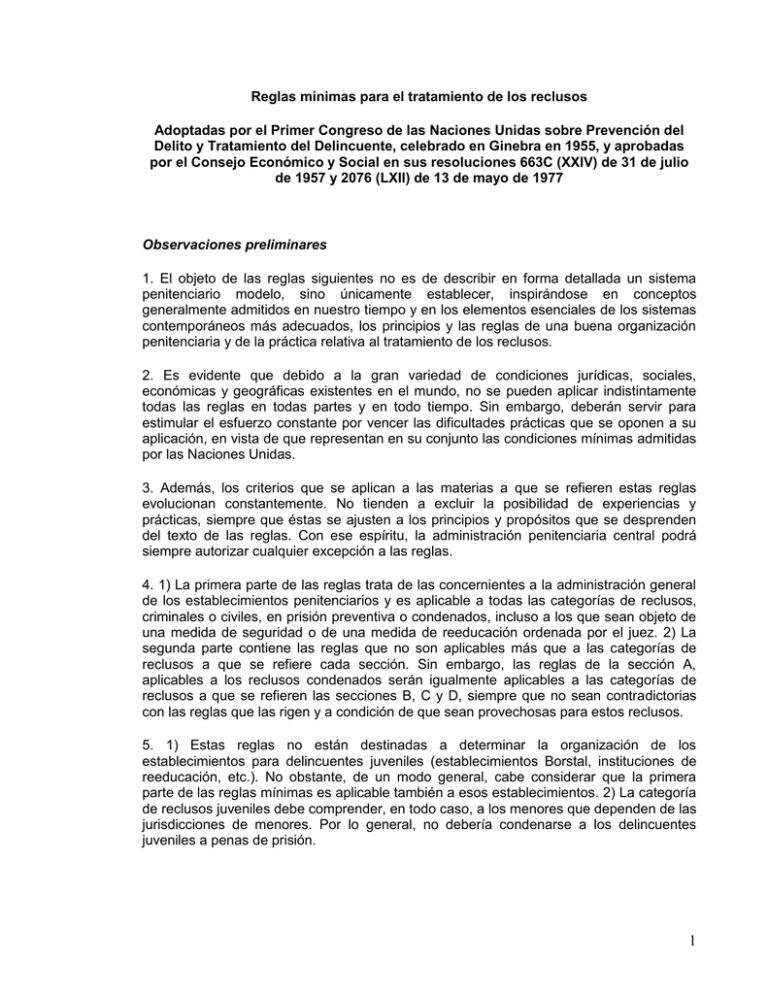 Reglas mínimas para el tratamiento de los reclusos