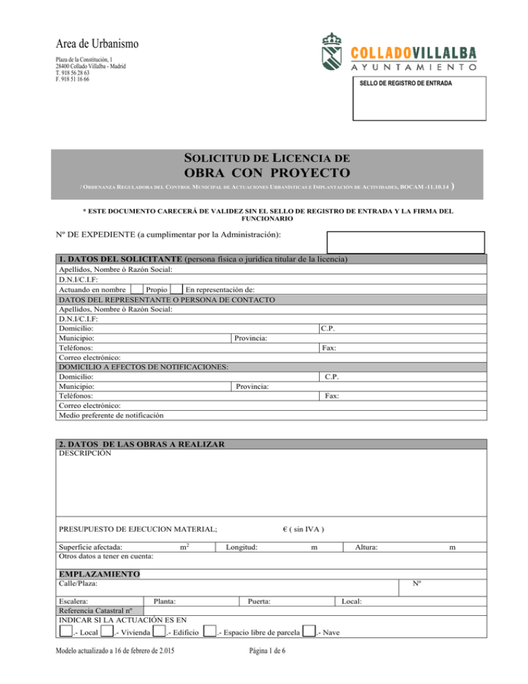 Modelo de Solicitud de Licencia de Obra con