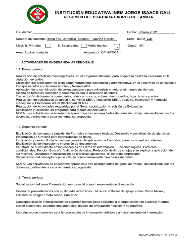 INSTITUCIÓN EDUCATIVA INEM JORGE ISAACS CALI