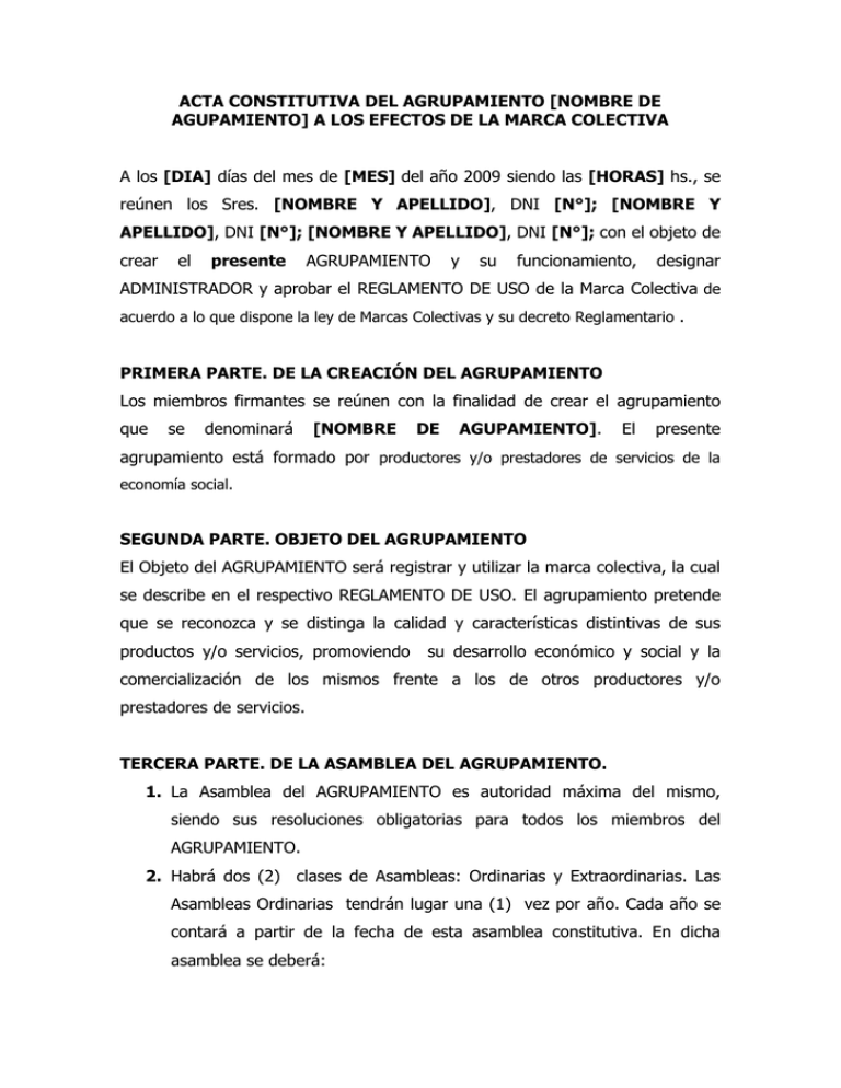 Modelo de Acta Constitutiva