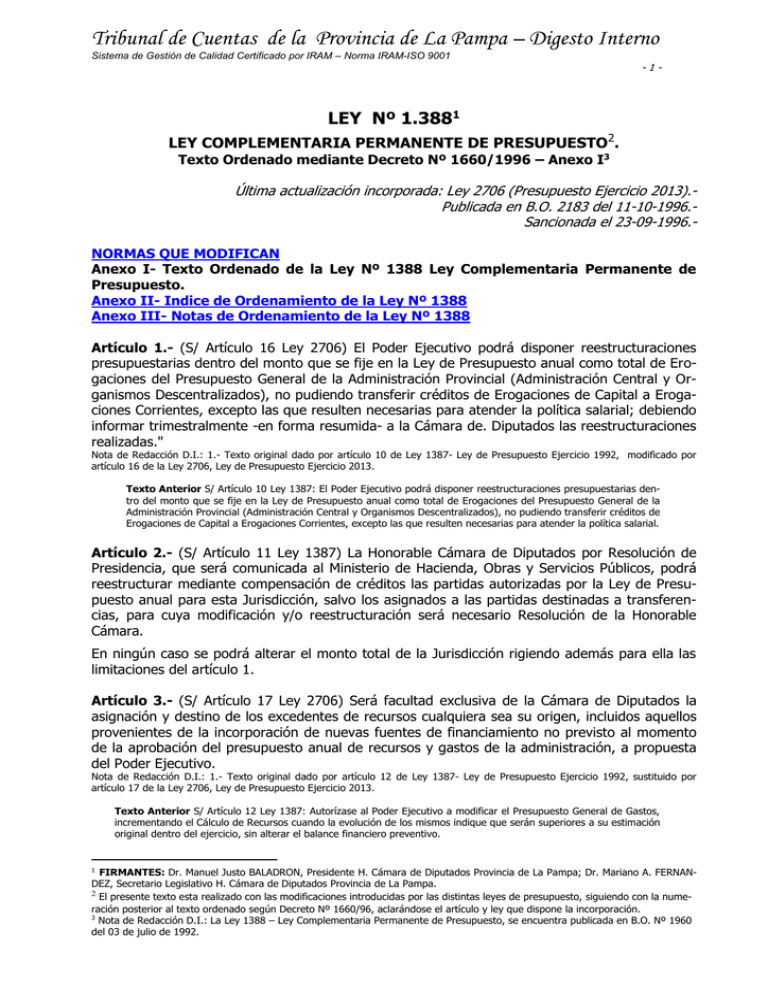 Ley Complementaria Permanente de Presupuesto.